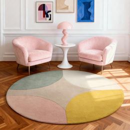 Ted Baker Wollteppich &raquo;Cecil&laquo; rund 17 mm H&ouml;he Wolle, Naturteppich, Handgemacht, Wohnzimmer, Schlafzimmer, bunt Wolle &Oslash; 160cm 1 Stk., 17mm, &Oslash; 160cm
