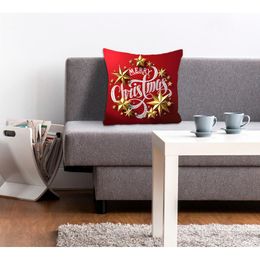 queence Dekokissen &raquo;Stars&laquo; Kissenh&uuml;lle,Merry Christmas,Rot,Weihnachten,Festlich,Spruch rot Polyester B/L: 40cm x 40cm, 1 Stk.