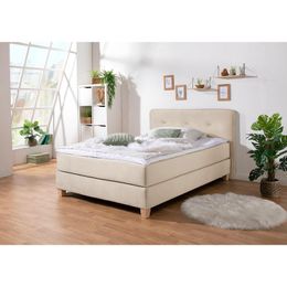 Home Affaire Boxspringbett &raquo;Fargo&laquo; inkl. Topper, in 3 Matratzenarten, in Samt- oder Strukturstoff beige Struktur fein (100% Polyester);Samtstoff (100%