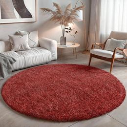 OTTO home Hochflor-Teppich &raquo;Banji&laquo; rund 37 mm H&ouml;he Uni Farben, weich und flauschig, auch als rechteckig erh&auml;ltlich rot Polypropylen (PP) B : 150cm &Oslash; 