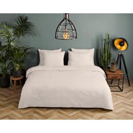 HIP Bettw&auml;sche &raquo; Uni&laquo; 2 Stk. 100% Baumwolle, Mako-Satin, 135x200, Unifarben Wei&szlig;, Rei&szlig;verschluss beige Satin, Obermaterial: 100% Baumwolle B/L: 135cm 