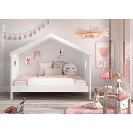 Vipack Hausbett &raquo;Amori, inkl. Dach, R&uuml;ckseitig offen, mit Rolllattenrost&laquo; B/H/T ca. 213x171,7x98,7cm, verspielte Herz-Ausschnitte seitlich, wahlweise, mit 
