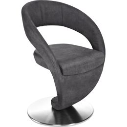 K+w Komfort & Wohnen K+W Komfort & Wohnen Esszimmerstuhl &raquo;Wave, Drehstuhl, Polsterstuhl&laquo; () Design-Drehstuhl, Drehteller in Edelstahloptik grau 785: Microfaser, 100% 
