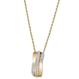 Firetti Damen Kette mit Anh&auml;nger &raquo;Schmuck Geschenk Silber 925 Halsschmuck Halskette Ankerkette&laquo; mit Zirkonia (synth.) gelb Silber 925 (Sterlingsilber)
