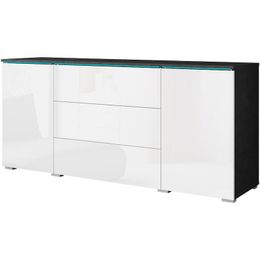 Home Affaire Sideboard &raquo;VERA, grifflos&laquo; verstellbare Einlegeb&ouml;den, Wahlweise mit oder ohne Beleuchtung schwarz-wei&szlig; B/H/T: 150cm x 67,9cm x 39,5cm,mit