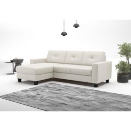 OTTO home Ecksofa &raquo;Varese&laquo; wahlweise mit Schlaffunktion und Bettkasten wei&szlig; B/H/T: 239cm x 91cm x 164cm, NaturLEDER , Recamiere links, ohne 