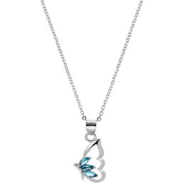 Amor Damen Kette mit Anh&auml;nger &raquo;Blue fan&laquo; mit Zirkonia (synth.) bunt mit Zirkonia, Silber 925 (Sterlingsilber), L: 42