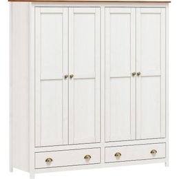 M&ouml;bilia Kleiderschrank &raquo;Salgen&laquo; im Landhaus-Stil braun Massivholz Wei&szlig;, B/H/T: 176cm x 185cm x 54cm, Schubladen: 2 Stk. T&uuml;ren: 4 Stk. 4 T&uuml;ren, 2 Schubladen