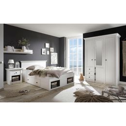 Home Affaire Schlafzimmer-Set &raquo;California&laquo; Set, 3 Stk. tlg. klein, Bett 140 cm, 1 Nachttisch und 3-trg Kleiderschrank wei&szlig;