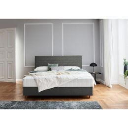 ATLANTIC HOME COLLECTION Stauraumbett &raquo;Josie&laquo; mit Taschen-Federkernmatratze und Bettkasten grau Liegefl&auml;che L&auml;nge B: 200cm x 160cm, Feinstruktur weich