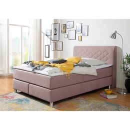 Home Affaire Boxspringbett &raquo;Parla&laquo; incl. Topper, 4 Farben in 4 Breiten, 2 H&auml;rtegraden, 3 Matratzenarten rosa 100% Polyester Struktur fein, Liegefl&auml;che