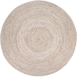 Paco Home Teppich &raquo;Viborg 595&laquo; rund 13 mm H&ouml;he Jute, Modern, Boho, Handgefertigter Natur-Teppich beige Jute &Oslash; 160cm 1 Stk., 13mm, &Oslash; 160cm