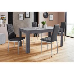 OTTO home Essgruppe &raquo;Lynn160/Brooke&laquo; Set, 5 Stk. tlg. Tisch mit 4 St&uuml;hlen grau B/H/T: 160cm