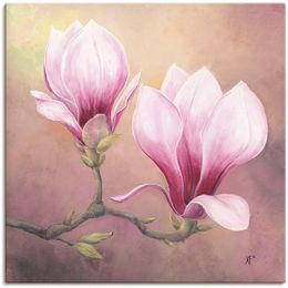 Artland Leinwandbild &raquo;Sp&auml;te Magnolie&laquo; Blumenbilder 1 Stk. tlg. auf Holzrahmen gespannt lila Leinwand B/H/T: 70cm x 70cm, Leinwandbild Blumenbilder quadratisch