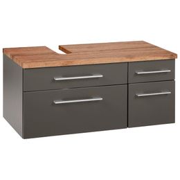 Welltime Waschbeckenunterschrank &raquo;Davos&laquo; Breite 90 cm grau B/H/T: 90cm x 41cm x 47cm, Siphonausschnitt links