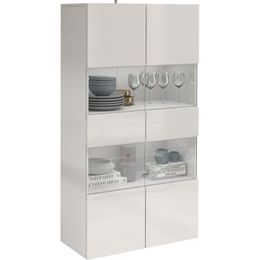 OTTO home Vitrine &raquo;Egypt&laquo; 2 Glast&uuml;ren, Front Hochglanz lackiert, Korpus matt wei&szlig; FSC -zertifizierter Holzwerkstoff, Glas wei&szlig; hochglanz, B/H/T: 80cm 