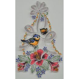 Stickereien Plauen Fensterbild &raquo;Vogel mit Hibiskus&laquo; bunt Polyester B/L: 19cm x 31cm