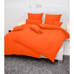 Janine Bettw&auml;sche &raquo;PIANO 0125 31, Seersucker 100% Baumwolle, uni, b&uuml;gelfrei&laquo; 3 Stk. Markenrei&szlig;verschluss, feinf&auml;dige Qualit&auml;t, gek&auml;mmte Mako-Garne orange 