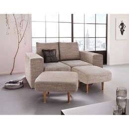 LOOKS by Wolfgang Joop 2-Sitzer &raquo;Looksv&laquo; Verwandlungssofa: aus Sofa wird Sofa mit 2 Hockern beige B/H/T: 172cm x 96cm x 107cm, Struktur, 2 Hocker 