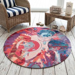 Sansibar Teppich &raquo;Keitum 008&laquo; rund 3 mm H&ouml;he Flachgewebe, modernes Design, Motiv Gl&auml;ser & gekreuzte S&auml;bel bunt Polyester &Oslash; 100cm 1 Stk., 3mm, &Oslash; 100cm