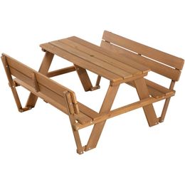 Roba Kindersitzgruppe &raquo;Picknick for 4 Outdoor Deluxe, Teakholz-Optik&laquo; mit Lehne braun Massivholz B/H/T: 89cm x 50,5cm x 107cm, Kindersitzgarniturmit 