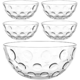 Leonardo Schale &raquo;Schalen-Set CUCINA OPTIC, 5er Set, 4x &Oslash; 10 cm & 1x &Oslash; 21,5 cm&laquo; 5 Stk. aus Glas Sp&uuml;lmaschinengeeignet transparent Glas &Oslash; 21,5cm