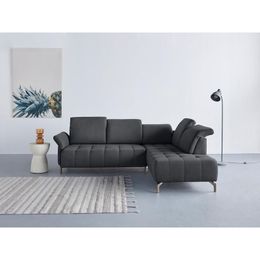 OTTO home Ecksofa &raquo;Fresh L-Form&laquo; Federkern, wahlweise Kopfteilverstellung und motorischer Vorziehsitz grau 98% Polyester 2% Polyamid B/H/T: 260cm x 