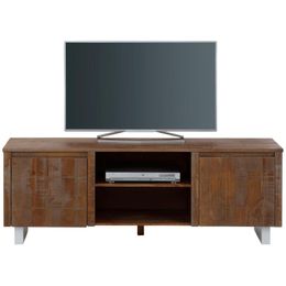 OTTO home Lowboard &raquo;Lagos&laquo; Kommode aus massivem Kiefernholz, mit wei&szlig; lackiertem Beingestell braun Massivholz B/H/T: 160cm x 55cm x 40cm, Kiefer, 2 