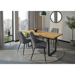 Jockenh&ouml;fer Essgruppe &raquo;ROGER, Sitzgruppe, Esstisch 160 cm, 4 St&uuml;hle&laquo; Set, Esstisch 160 cm plus 4 Esszimmerst&uuml;hle, 5 Stk. tlg. Tischplatte Wildeiche, U-Gestell, 
