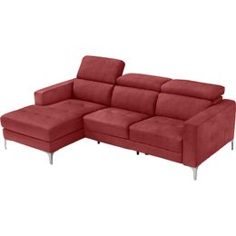 Egoitaliano Ecksofa &raquo;Matt, erstklassiger Sitzkomfort, aufwendige Detailverarbeitung, L-Form&laquo; mit verstellbaren Kopfteilen zum Relaxen rot Luxus-Micofaser 