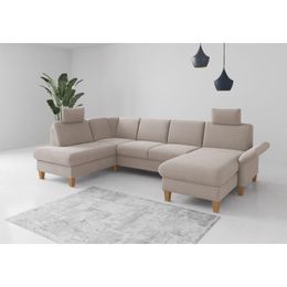 OTTO home Wohnlandschaft &raquo;Rochelle, U-Form&laquo; optional mit Armteilverstellung, mit Schlaffunktion & Bettkasten grau 100% Polyester B/H/T: 314cm x 90cm x