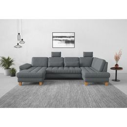 Sit & More sit&more Wohnlandschaft &raquo;Westham U-Form&laquo; wahlweise mit Schlaffunktion, Bettkasten, Sitztiefenverstellung grau 100% Polyester B/H/T: 338cm x 88cm x 