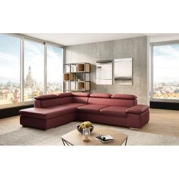 Sit & More sit&more Ecksofa &raquo;Valantine L-Form, B: 272 cm&laquo; mit Arm- & Kopfteilverstellung, optional mit Schlaffunktion rot NaturLEDER ;Spannstoff B/H/T: 272cm x 