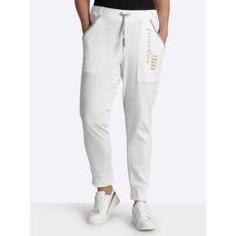 sheego Gro&szlig;e Gr&ouml;&szlig;en Sweathose mit gerippten B&uuml;ndchen, wei&szlig;-beige, Gr&ouml;&szlig;e 26 - Damen