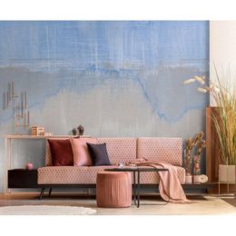 Livingwalls living walls Fototapete &raquo;Fototapete Abstrakt&laquo; gemustert matt neutral glatt Aquarell Tapeten Wohnzimmer Schlafzimmer K&uuml;che modern Flur Design B&uuml;ro blau