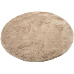 OCI DIE TEPPICHMARKE Hochflor-Teppich &raquo;BUFFY SOFT, Fell Haptik&laquo; rund 25 mm H&ouml;he Fellteppich, weich, alle R&auml;ume Hochflor, Langflor grau Polyester &Oslash; 