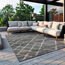 OTTO home Outdoorteppich &raquo;Sorren, LAGERR&Auml;UMUNG!&laquo; rechteckig 8 mm H&ouml;he Rauten Muster, In- und Outdoor geeignet, Terrasse & Balkon schwarz Polypropylen 