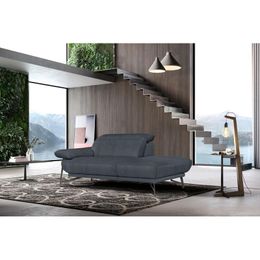 Egoitaliano Ottomane &raquo;Anais, erstklassiges Designsofa, Breite 179 cm, Fu&szlig;farbe schattengrau&laquo; Kopfteil verstellbar, Luxus-Microfaser, dunkelgrau grau LEDER -