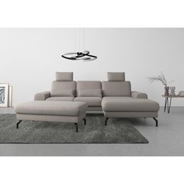 Sit & More sit&more Ecksofa &raquo;Cinturo L-Form&laquo; inklusive Sitztiefenverstellung und Federkern, Sitzh&ouml;he 48 cm grau B/H/T: 283cm x 91cm x 175cm, Luxus-Microfaser 