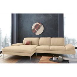 W.Schillig Ecksofa &raquo;enjoy&MORE, Designsofa, bequem, zeitlos und elegant, L-Form&laquo; mit Sitztiefenverstellung, F&uuml;&szlig;e Chrom gl&auml;nzend, Breite 340 cm beige 