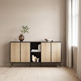 Sideboard &raquo;Mistral Kubus&laquo; mit vier T&uuml;ren und Metall F&uuml;&szlig;e, Breite: 169,8 cm schwarz Holzwerkstoff, Massivholz B/H/T: 169,8cm x 89cm x 32,5cm, 4 Stk.