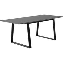 Esstisch &raquo;Meza Designtisch mit Auszugsfunktion und 2 Einlegeplatten&laquo; abgerundete Tischplatte MDF, Trapez Metallgestell grau Tischplatte: Graphit 
