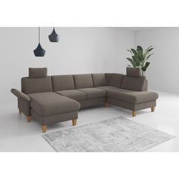OTTO home Wohnlandschaft &raquo;Rochelle, U-Form&laquo; optional mit Armteilverstellung, mit Schlaffunktion & Bettkasten braun 100% Polyester B/H/T: 314cm x 90cm 