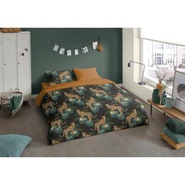 PURE luxury collection Wendebettw&auml;sche &raquo;Jordan&laquo; 2 Stk. Mikrofaser, 135x200, Pflegeleicht, Rei&szlig;verschluss, Wendeoptik, Leopard schwarz Renforc&eacute;, 