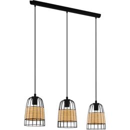 Eglo H&auml;ngeleuchte &raquo;ANWICK H&auml;ngelampe, Stahl, Rattan, E27, Vintage, Esstischlampe, Lampe&laquo; E27 Pendellampe, L88 x B18 x H110 cm, schwarz, natur, 3X40W 
