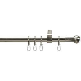 Liedeco Gardinenstange &raquo;ausziehbare Kugel&laquo; &Oslash; 20 mm 1 l&auml;ufig-l&auml;ufig ausziehbar edelstahlfarben silber Metall L: 130cm - 240cm &Oslash; 20mm, 1 l&auml;ufig