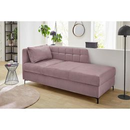 Jockenh&ouml;fer Recamiere &raquo;Marlin, B: 207 cm, Liegefl. 91x201 cm&laquo; Studioliege mit verstellbarem Kopf- und Fu&szlig;teil, Bettkasten rosa Samtoptik (100% Polyester), 