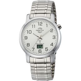 MASTER TIME Herren MASTER TIME Funkuhr &raquo;Basic&laquo; Armbanduhr, Quarzuhr, Herrenuhr, Datum, Flexband, Zugband silber Einheitsgr&ouml;&szlig;e