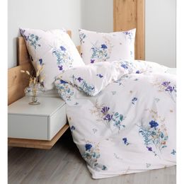 Janine Bettw&auml;sche &raquo;Mako-Satin98122 02&laquo; mit Reissverschluss blau Mako-Satin, Obermaterial: 100% Baumwolle B/L: 155cm x 200cm, 1 Stk., 1 Stk., Mako-Satin, B/L: