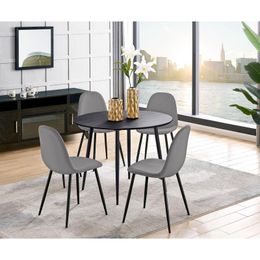 OTTO home Essgruppe &raquo;Eadwine, Sitzgruppe Esstisch plus 4 Esszimmerst&uuml;hle&laquo; Esstisch plus 4 Esszimmerst&uuml;hle grau Samtvelours, Schwarz/hellgrau